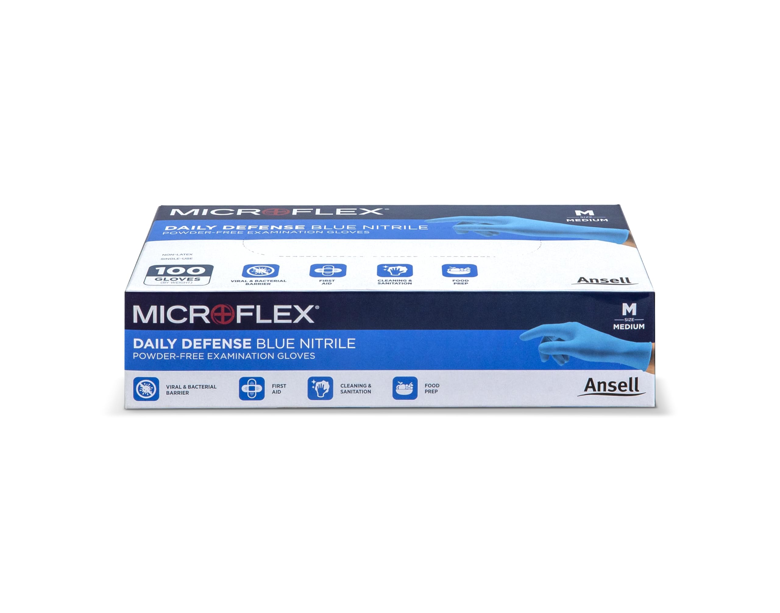 MICROFLEX 10-733 Daily Defense Disposable Rubber Gloves for Cleaning, Food Prep, First Aid - Small, Blue (Case of 1000)