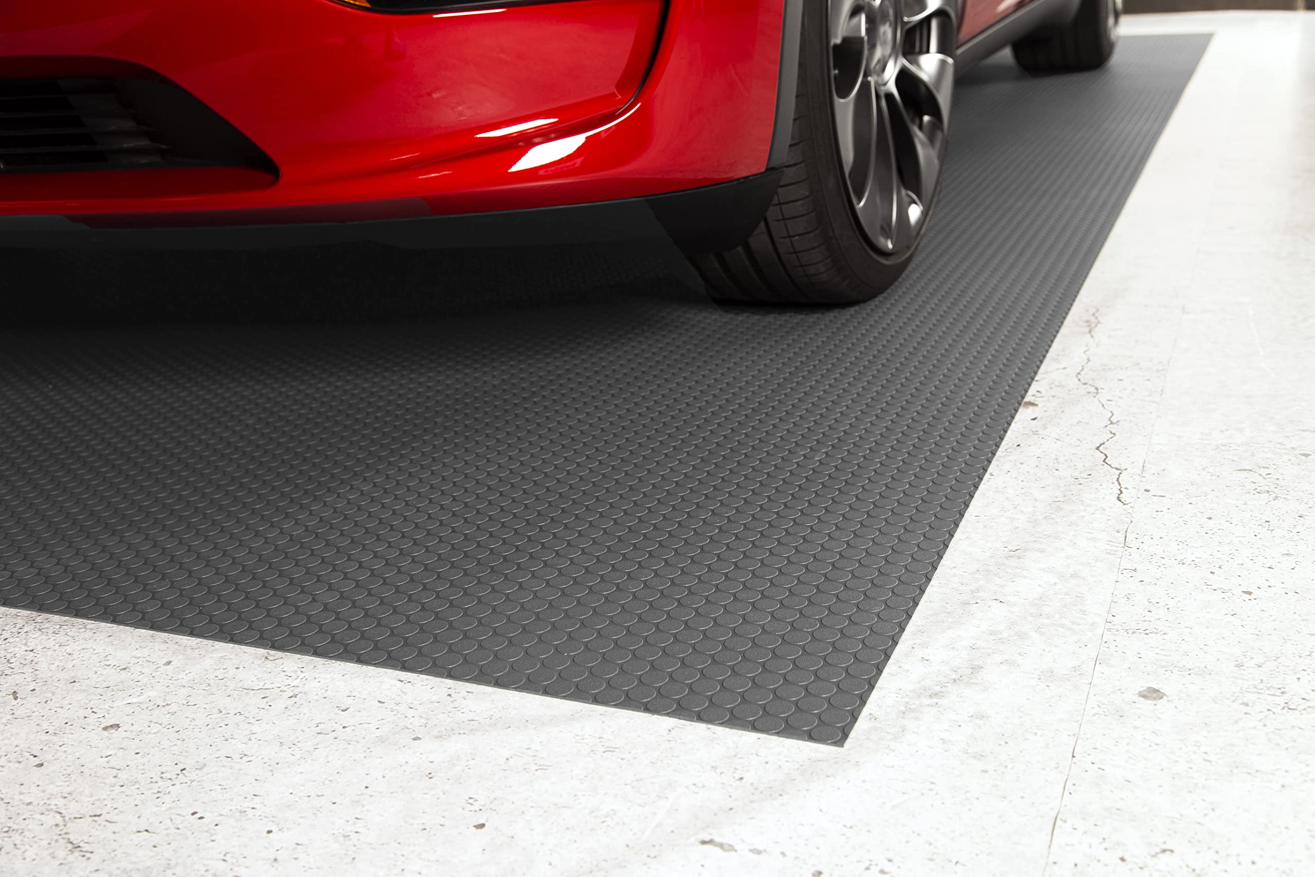 G-Floor Seamless Sheet Vinyl Shed Flooring Cover with Bonded Fibrous Backing - Small Coin Pattern (8' x 8', Slate Grey)