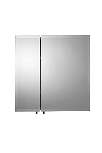 Croydex Oreille Bi-View, Surface Mount, Hang 'n' Lock Easy Installation Medicine Cabinet, 24W x 24H, White Steel