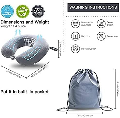 Cozy BoSpin Memory Foam Travel Pillow- Portable Neck Support Pillow on Flights, Car, and at Home, Comfortable Airplane Travel Pillow,Lightweight Quick Pack for Camping (Blue)