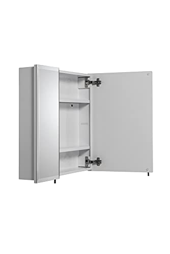 Croydex Oreille Bi-View, Surface Mount, Hang 'n' Lock Easy Installation Medicine Cabinet, 24W x 24H, White Steel