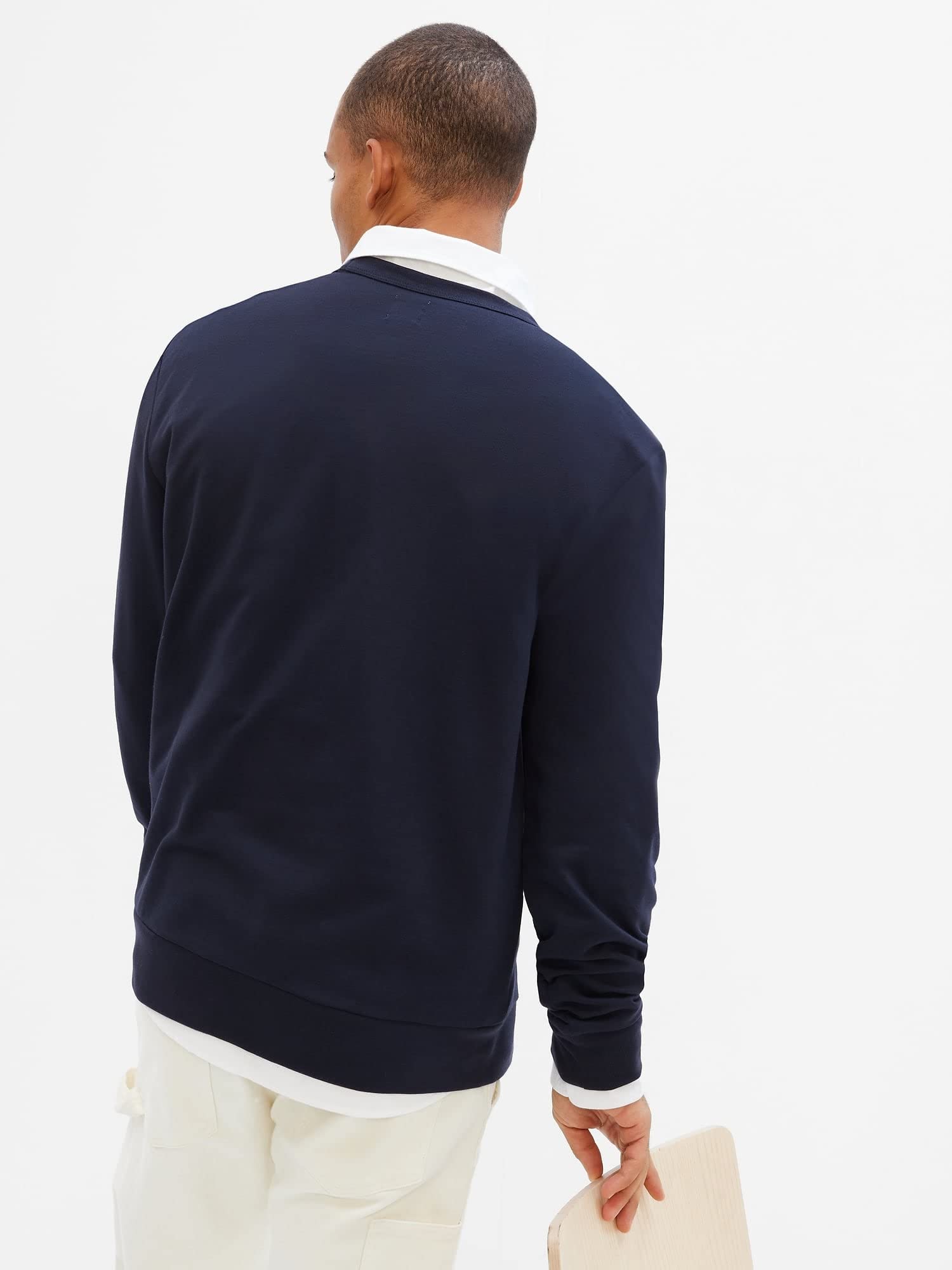GAP mens Logo Fleece Crew Hooded Sweatshirt, Tapestry Navy, Large US