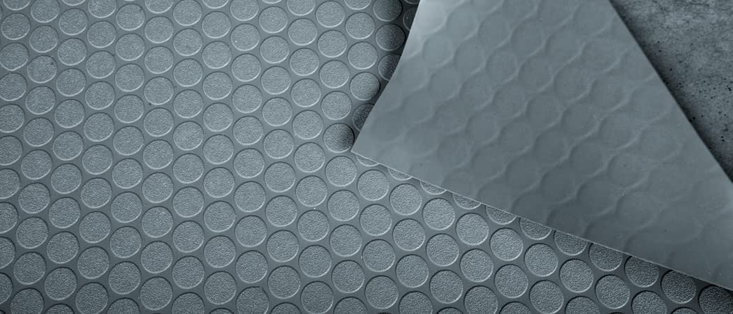 G-Floor Seamless Sheet Vinyl Shed Flooring Cover with Bonded Fibrous Backing - Small Coin Pattern (8' x 8', Slate Grey)