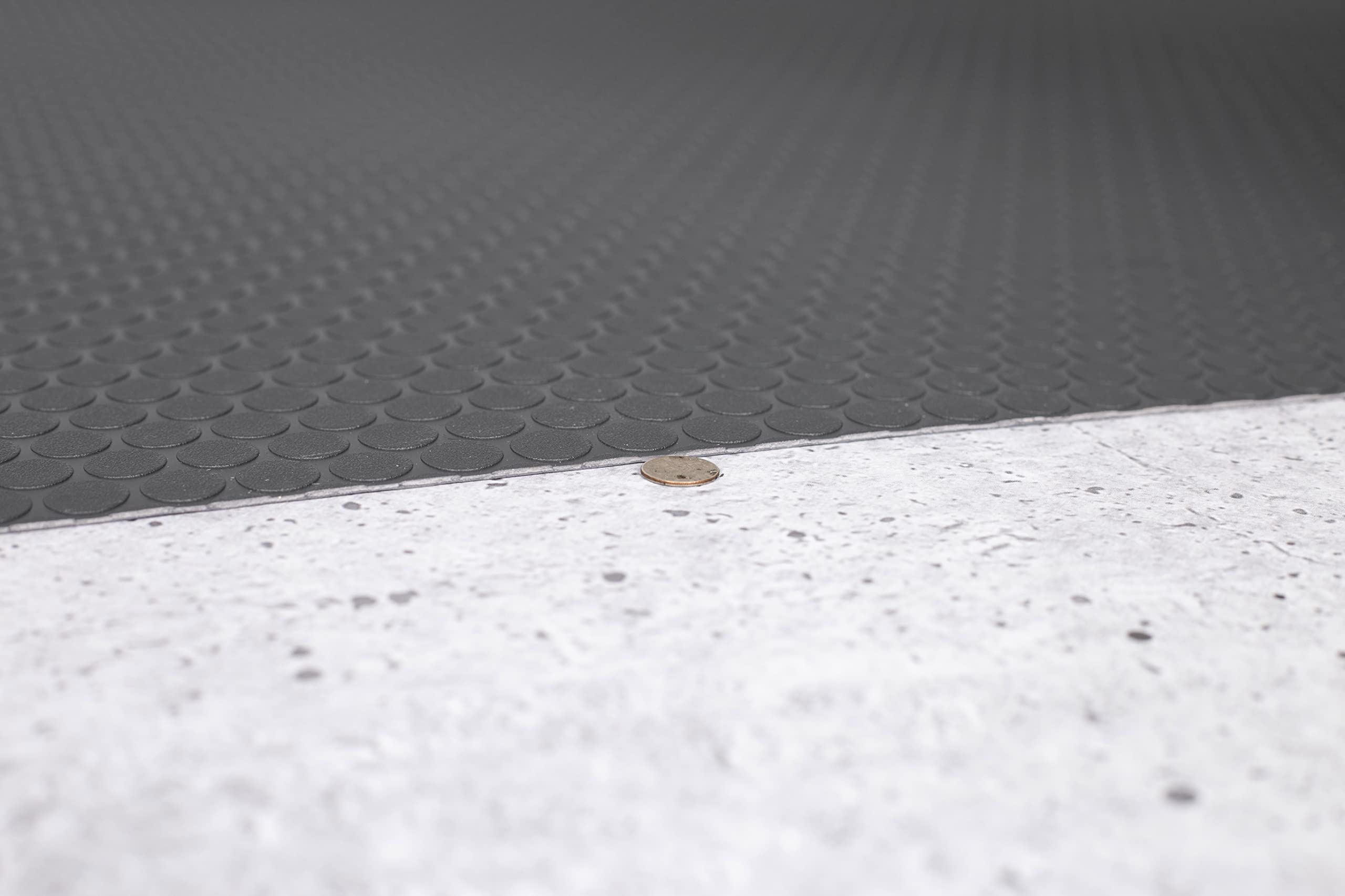 G-Floor Seamless Sheet Vinyl Shed Flooring Cover with Bonded Fibrous Backing - Small Coin Pattern (8' x 8', Slate Grey)
