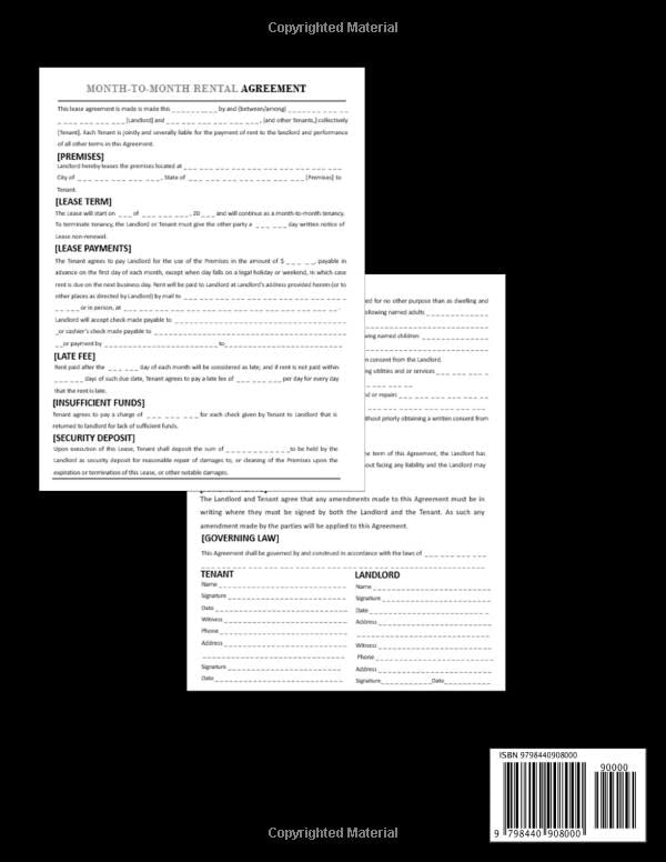 Month to Month Rental Agreement Forms Book: 60 Forms - Month-to-Month Rental Lease Agreement Between Tenant and Landlord
