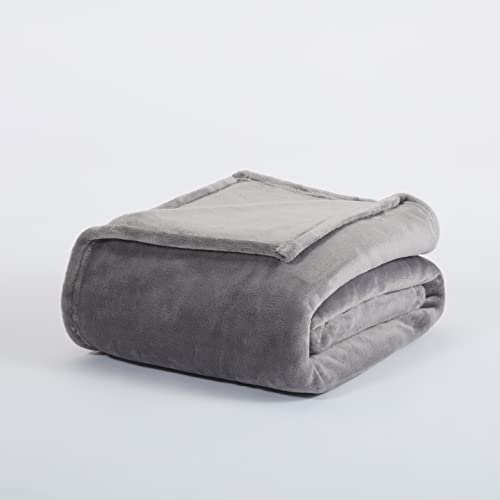 SERTA Cozy Plush Thick Fuzzy Super Soft Lightweight Throw Blanket for Bed, Couch, or Travel, Small (30 in x 40 in), Grey