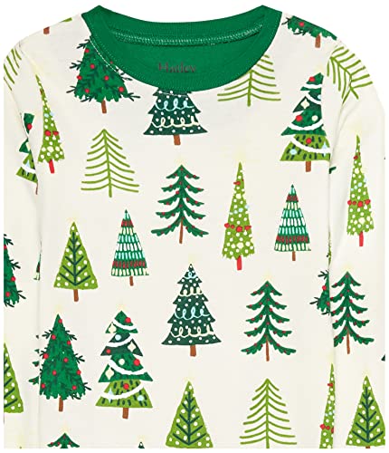 Hatley Girls' Organic Cotton Long Sleeve Printed Pajama Set, Glow-in-The-Dark Christmas Trees, 8 Years