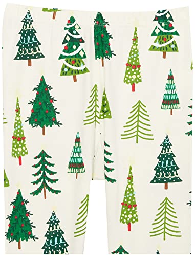 Hatley Girls' Organic Cotton Long Sleeve Printed Pajama Set, Glow-in-The-Dark Christmas Trees, 8 Years