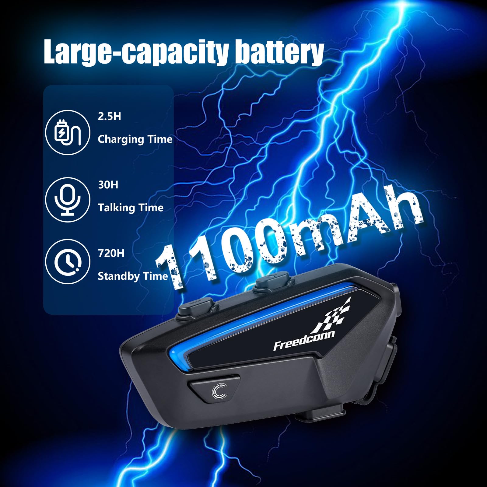 FreedConn Motorcycle Helmet Bluetooth Communication System FX 10 Riders Group Using Universal Pairing Helmet Intercom with Music Sharing IP67 Ultra-Thin Body (FX-Black)
