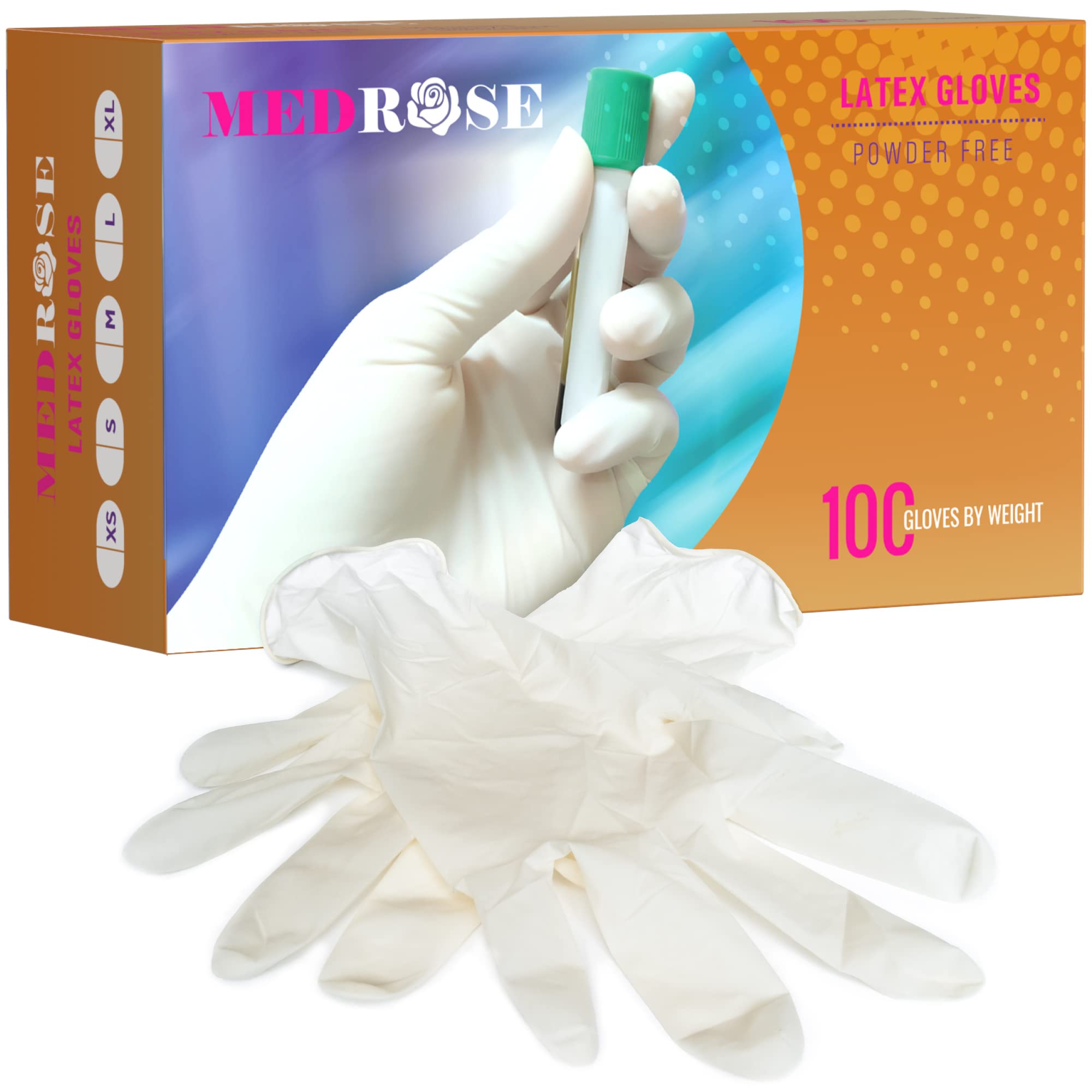 MedRose Small Latex Gloves - 1000 Count Rubber Gloves - Disposable Gloves Powder Free, Waterproof, White