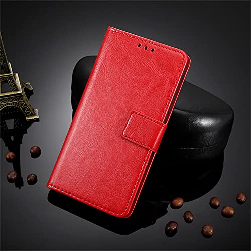 MojieRy Phone Cover Wallet Folio Case for Samsung Galaxy S9 Plus, Premium PU Leather Slim Fit Cover for Galaxy S9 Plus, 3 Card Slots, Feel Good, Red