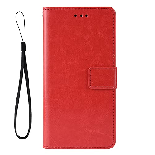 MojieRy Phone Cover Wallet Folio Case for Samsung Galaxy S9 Plus, Premium PU Leather Slim Fit Cover for Galaxy S9 Plus, 3 Card Slots, Feel Good, Red