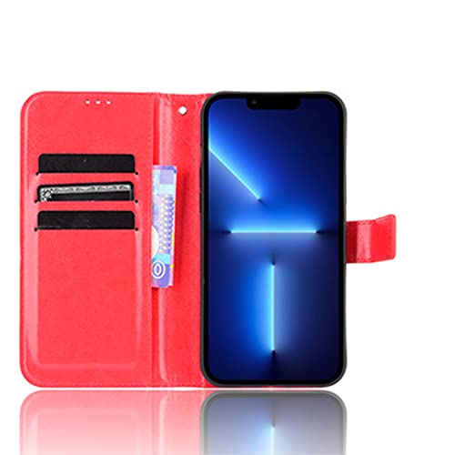 MojieRy Phone Cover Wallet Folio Case for Samsung Galaxy S9 Plus, Premium PU Leather Slim Fit Cover for Galaxy S9 Plus, 3 Card Slots, Feel Good, Red