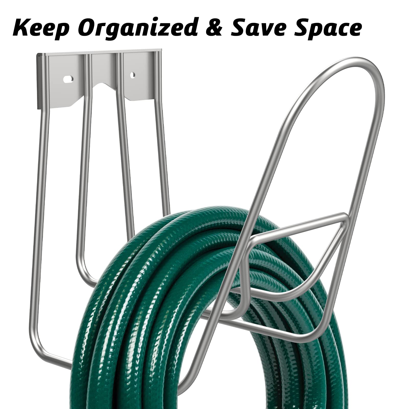 Garden Hose Holder - Large Heavy Duty Water Hose Hanger, Hose Reel Wall Mount Easily Holds Up to 180 ft, Rust-Free Hose Holder for Outside Yard