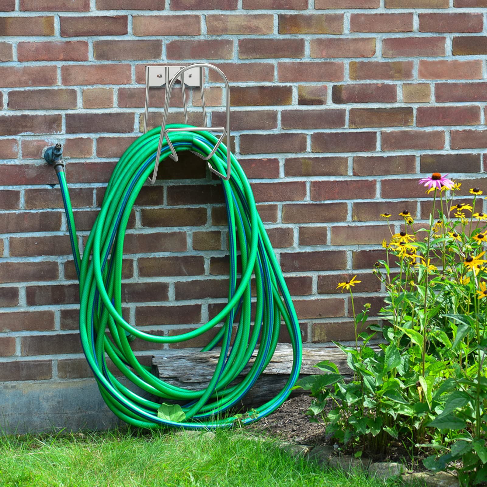 Garden Hose Holder - Large Heavy Duty Water Hose Hanger, Hose Reel Wall Mount Easily Holds Up to 180 ft, Rust-Free Hose Holder for Outside Yard