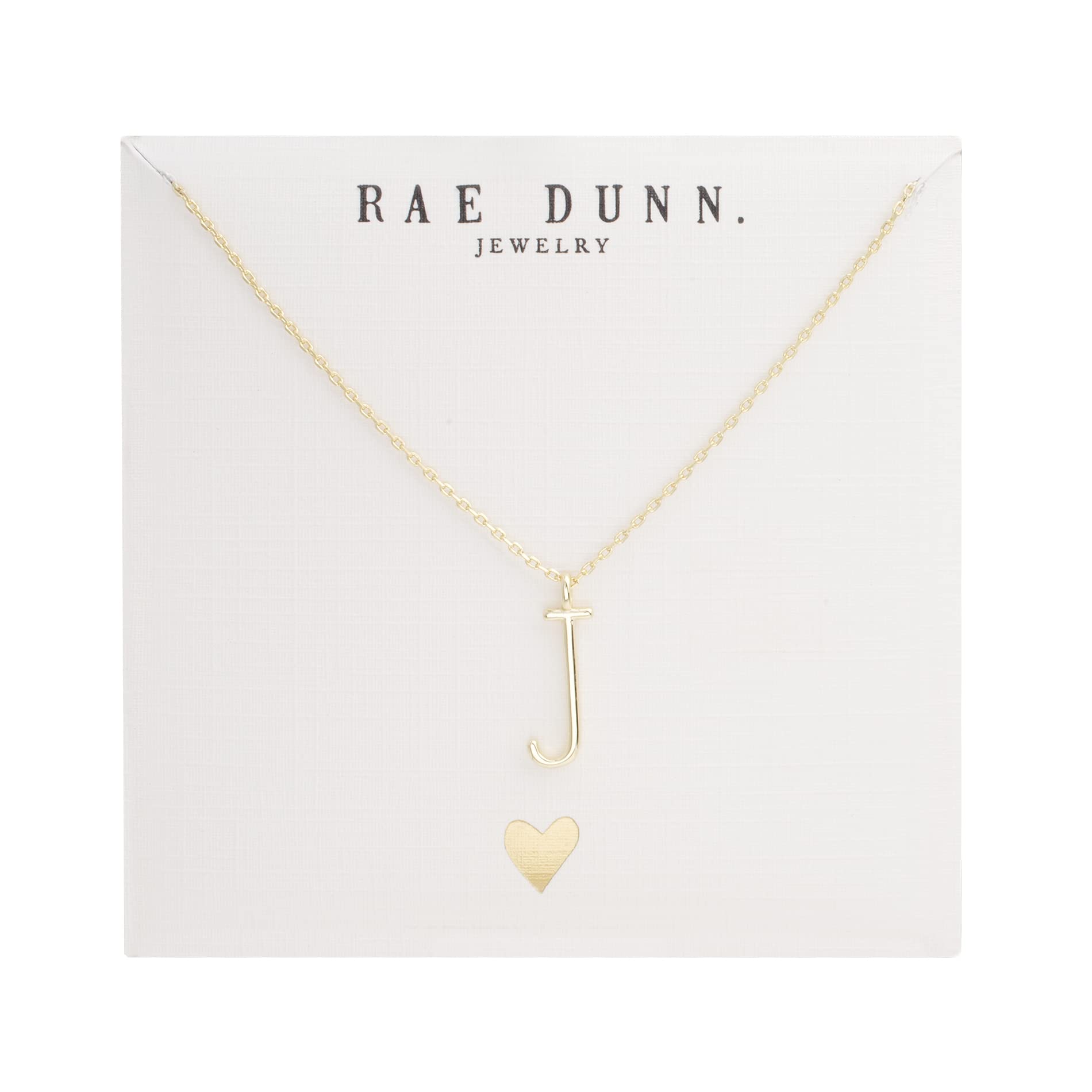 Rae Dunn Initial Necklace for Women 14K Yellow Gold Plated Brass Pendant Delicate Chain Letter J