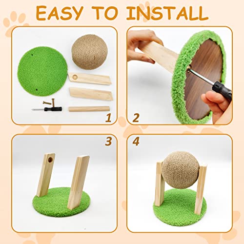 BNOSDM Rabbit Scratch Toy Natural Sisal Wood Rabbit Scratching Ball Toy Bunny Scratcher with Ball for Indoor Rabbits Bunnies Kittens Ferrets Chinchillas Small Animals (Medium)