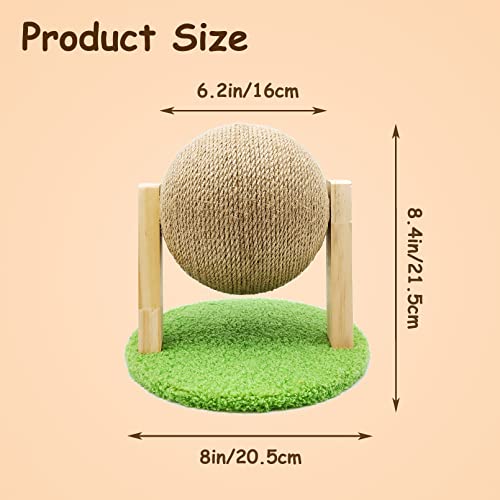BNOSDM Rabbit Scratch Toy Natural Sisal Wood Rabbit Scratching Ball Toy Bunny Scratcher with Ball for Indoor Rabbits Bunnies Kittens Ferrets Chinchillas Small Animals (Medium)