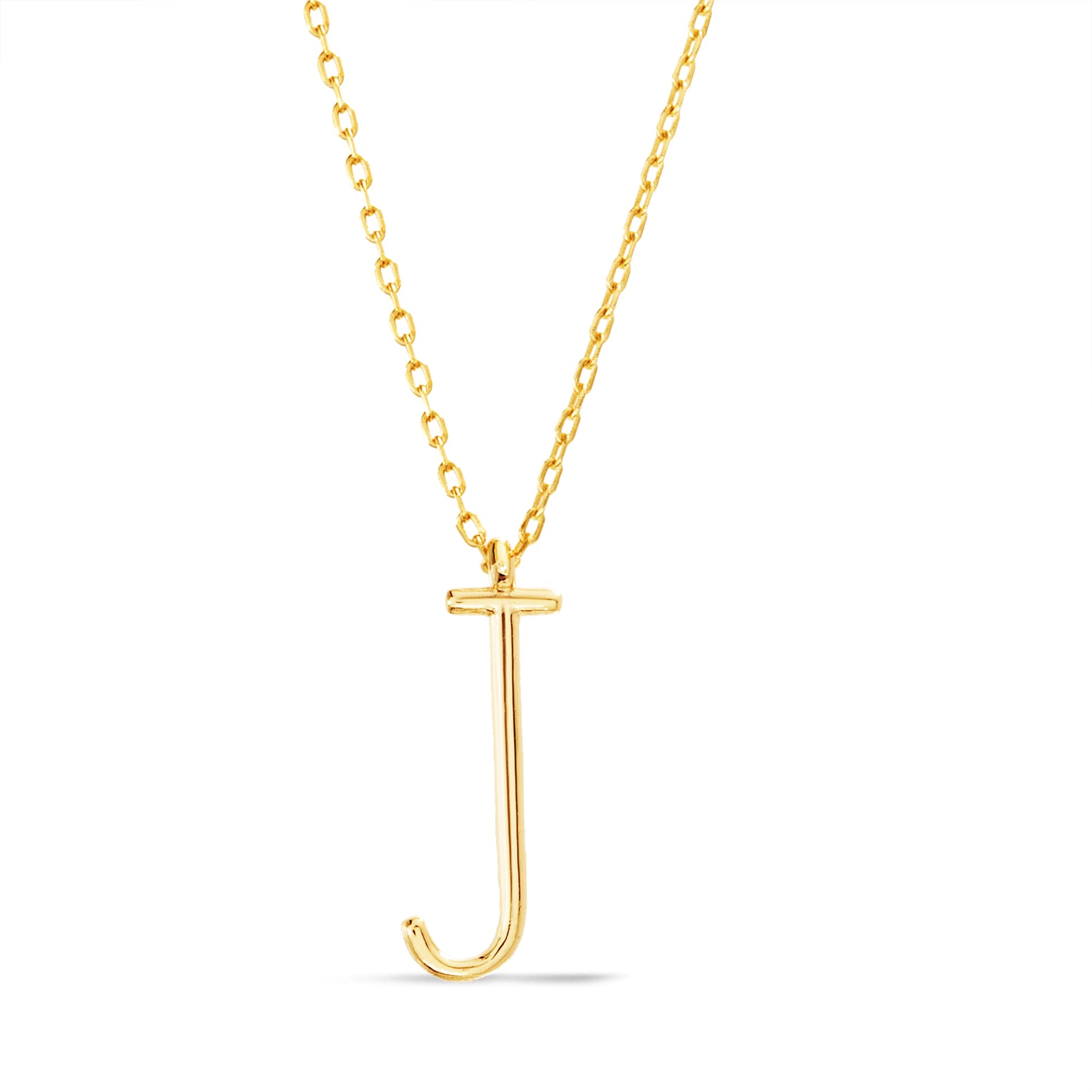 Rae Dunn Initial Necklace for Women 14K Yellow Gold Plated Brass Pendant Delicate Chain Letter J