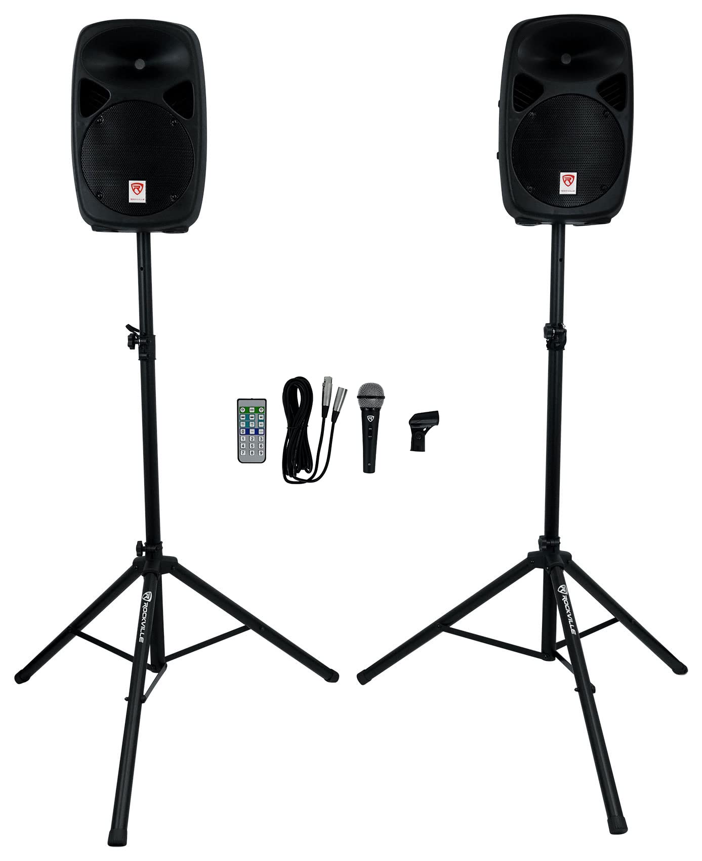 Rockville RPG102K 10" 400W Portable PA System, 2 Channel Mixer, Bluetooth, Includes Mic, Stands, Cables - Perfect for Live Performances, DJs, Karaoke