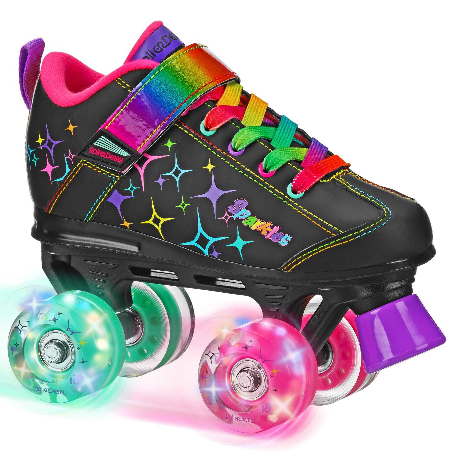 Roller Derby Sparkles Lighted Roller Skates Black/Rainbow Size 13J