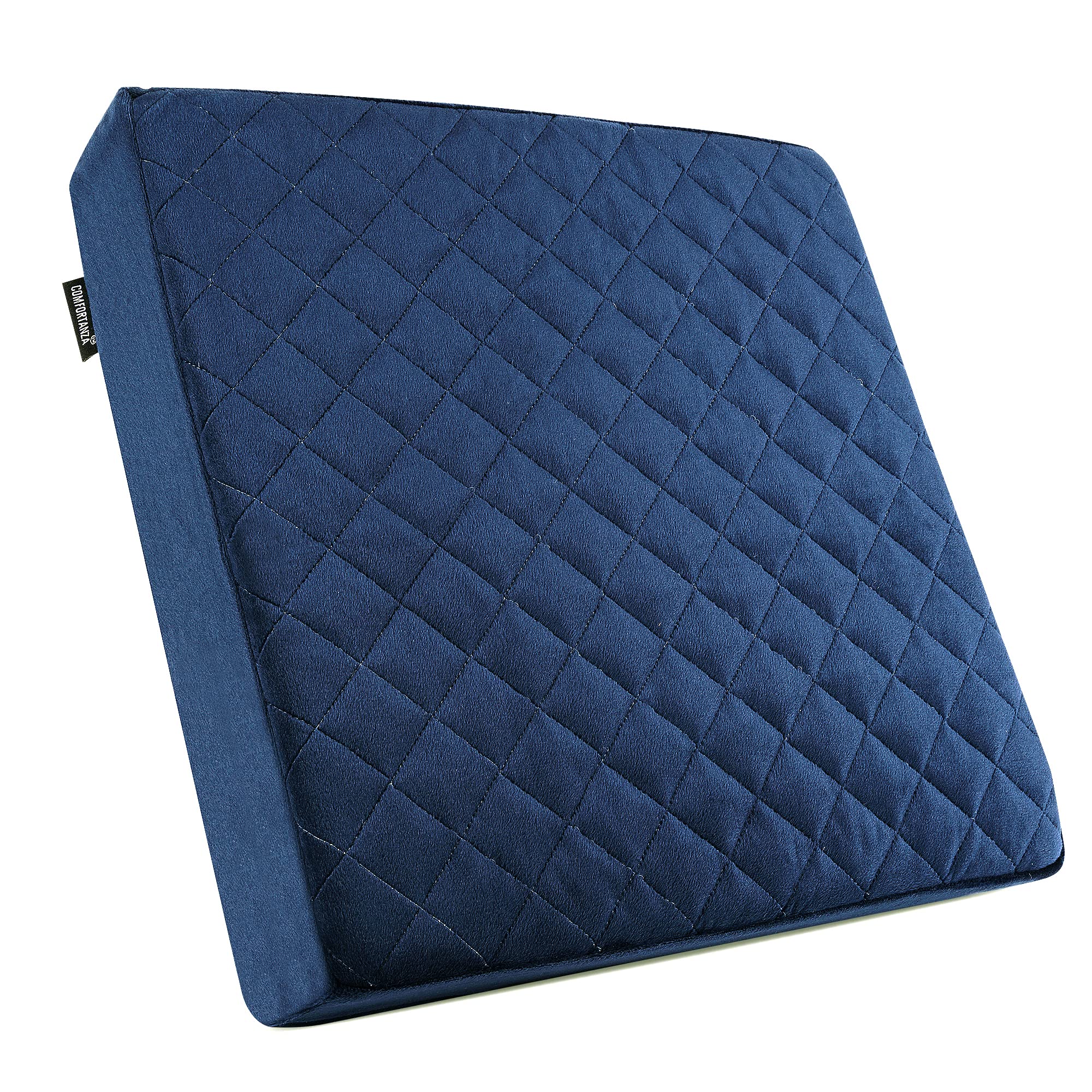 COMFORTANZA Chair Seat Cushion - 16x16x3 Inches Memory Foam Square Thick Non-Slip Chair Pads for Kitchen, Dining, Office Chairs and Car Seats - Comfort and Back Pain Relief - Soft - Blue