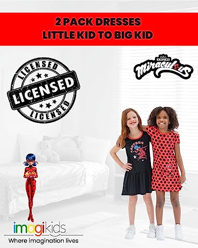 Miraculous Ladybug Little Girls 2 Pack Short Sleeve Dresses Black 6-6X