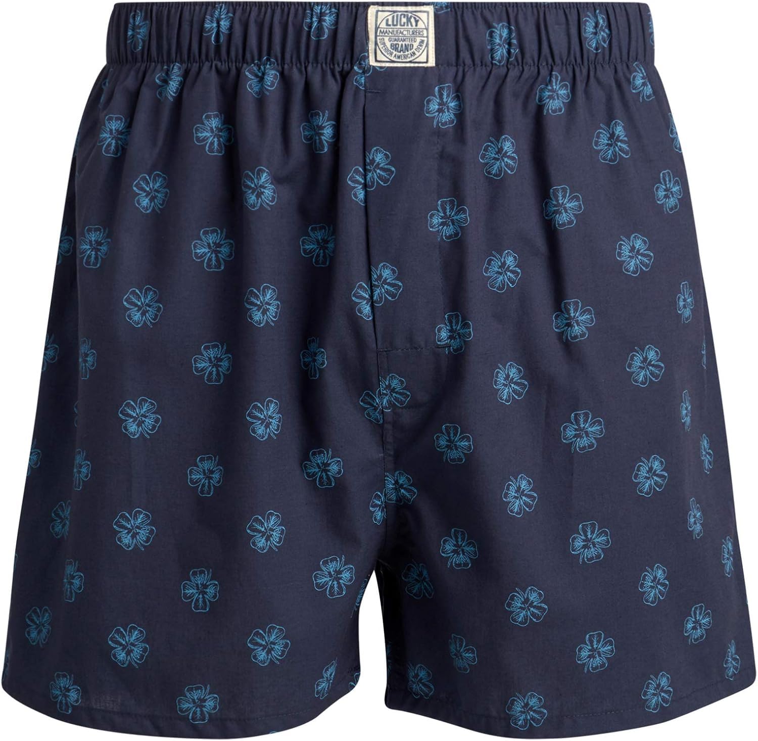 Lucky Brand Men's Boxer Shorts - 6 Pack Classic Cotton Woven Boxers for Men With Functional Fly, Relaxed Fit (Sizes: S-XXL), Size Large, Navy/Plaid/Print