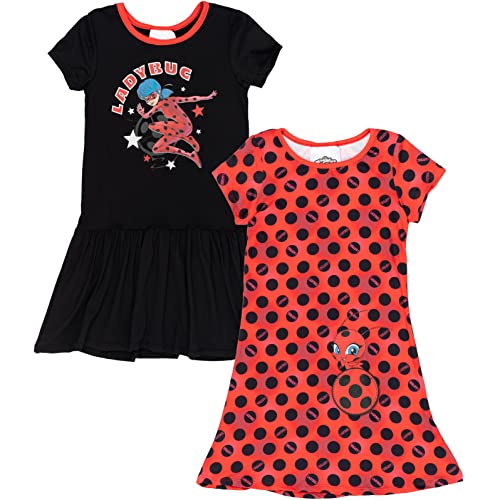 Miraculous Ladybug Little Girls 2 Pack Short Sleeve Dresses Black 6-6X