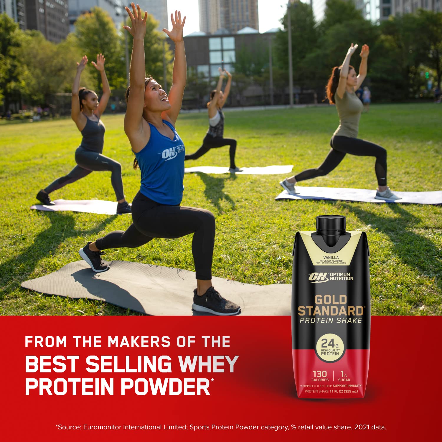 Optimum Nutrition Gold Standard Protein Shake, 24g Protein, Ready to Drink Protein Shake, Gluten Free, Vitamin C for Immune Support, Vanilla, 11 Fl Oz, Pack of 4 (Packaging May Vary)