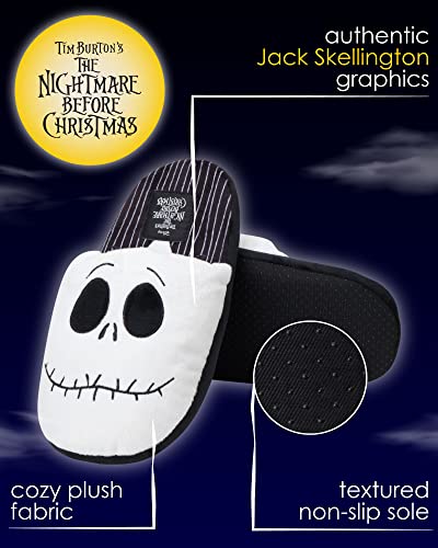 Disney Men's Nightmare Before Christmas Slippers - Jack Skellington Plush Slip-On House Shoe Slides, Size 13-14, Nightmare Jack