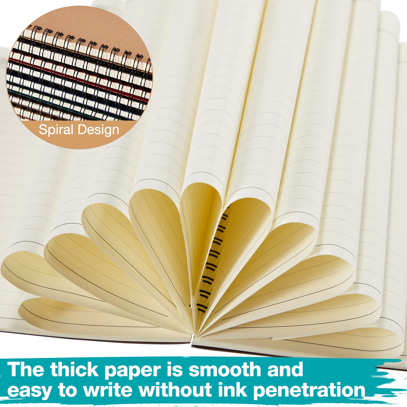 Leinuosen 18 Pack A5 Spiral Notebook Ruled Journal Notebook Notepad Sketchbook Hardcover Lined Notebooks Journals for Office School Supplies, 5.5 x 8.3
