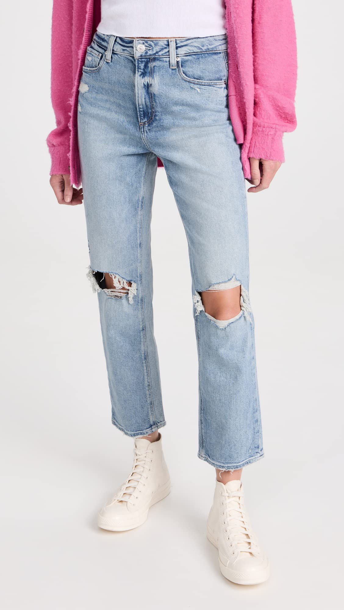 PAIGE Women's High Rise Noella Jeans, Ravenna Destructed, Blue, 27