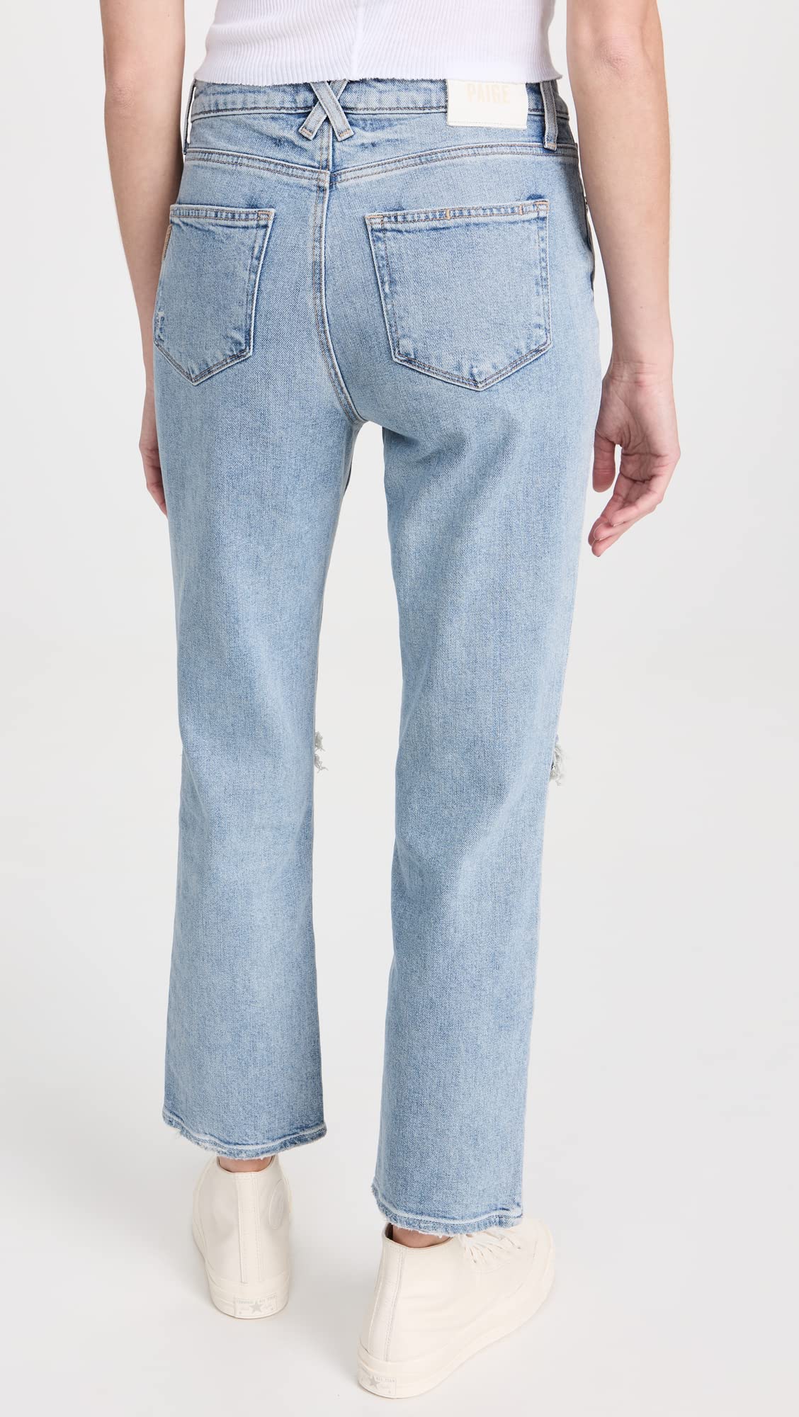 PAIGE Women's High Rise Noella Jeans, Ravenna Destructed, Blue, 27