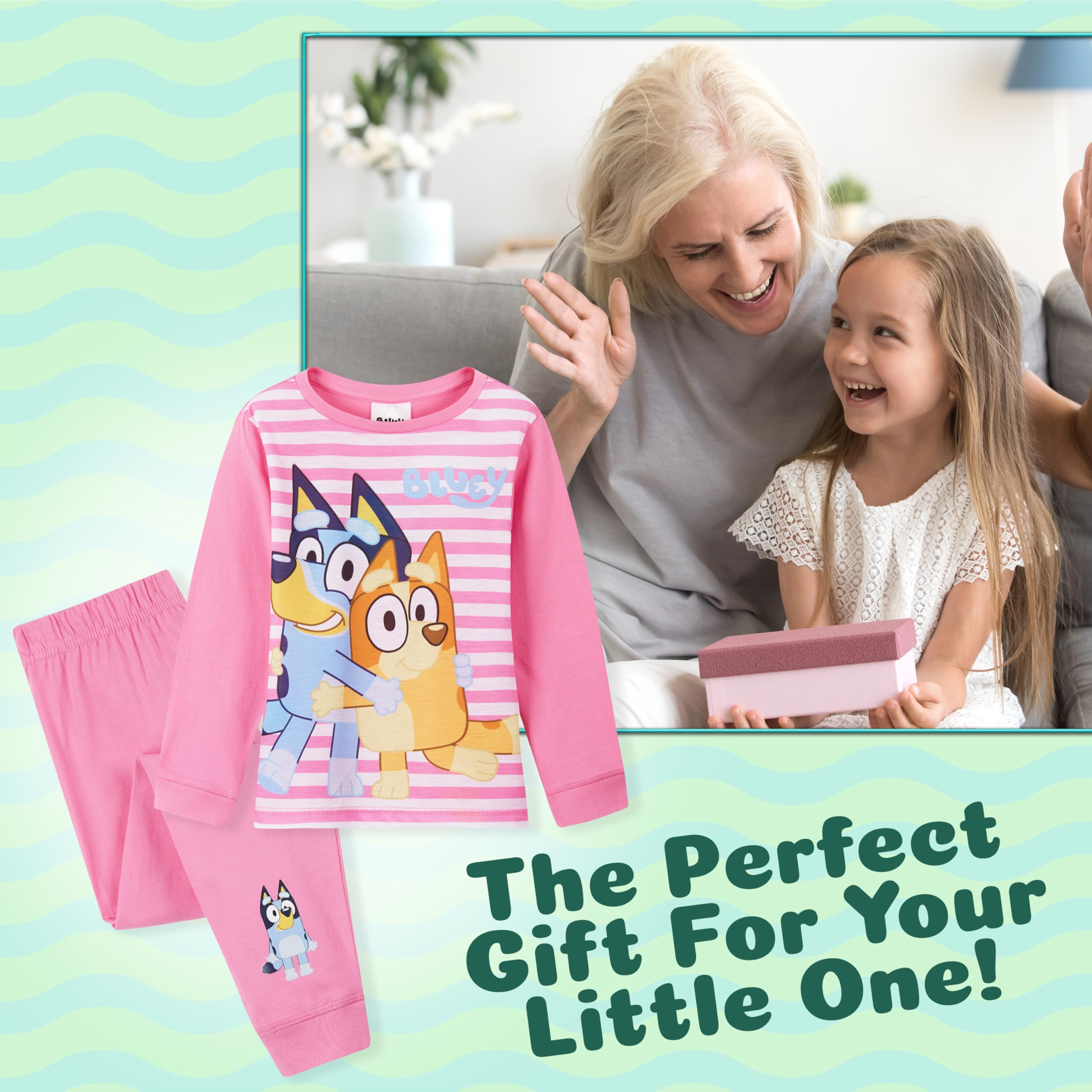 Bluey Pajamas for Girls Toddlers Long PJs Set Lounge Set Comfy Sleepwear (2-3 Years, Pink/White)