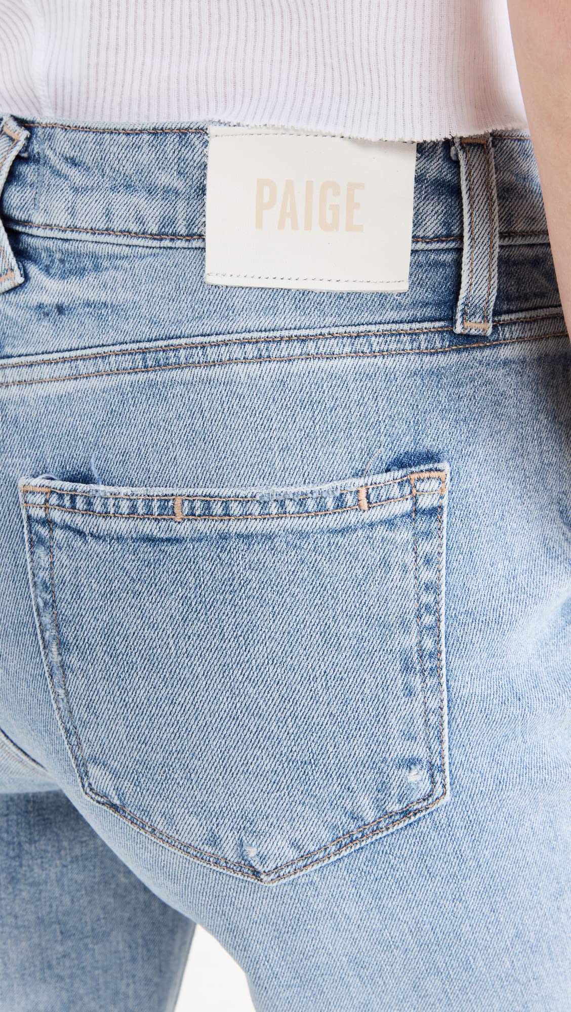 PAIGE Women's High Rise Noella Jeans, Ravenna Destructed, Blue, 27