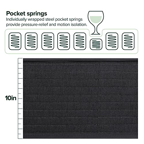 ZINUS 10 Inch Comfort Essential Pocket Spring Hybrid Mattress, Queen, Pressure Relieving Support, CertiPUR-US Certified, Mattress in A Box