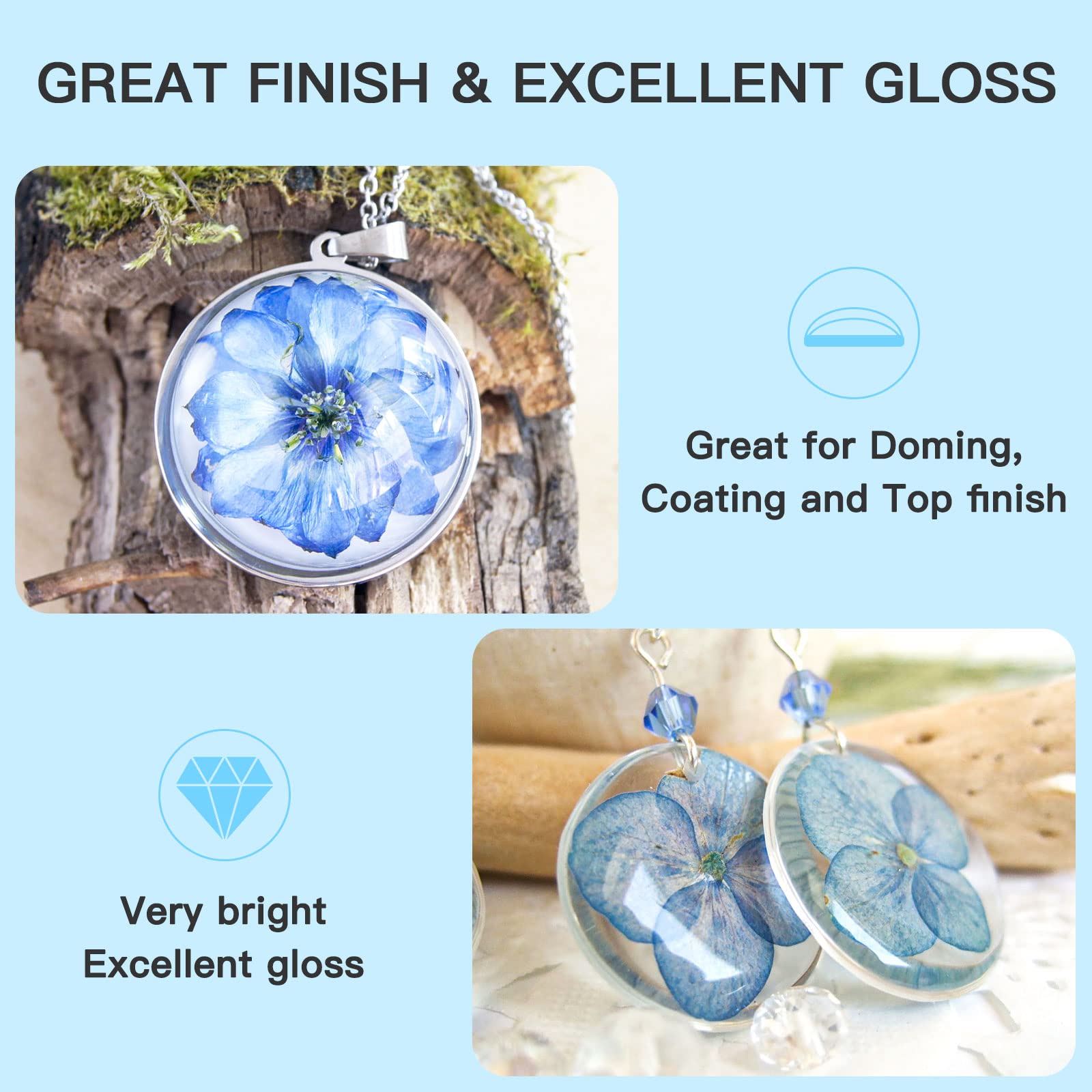 JDiction UV Resin, Upgrade 300g High Viscosity Hard UV Resin with Crystal Clear Resin Kit for Doming, Sealing, Coating, and Casting