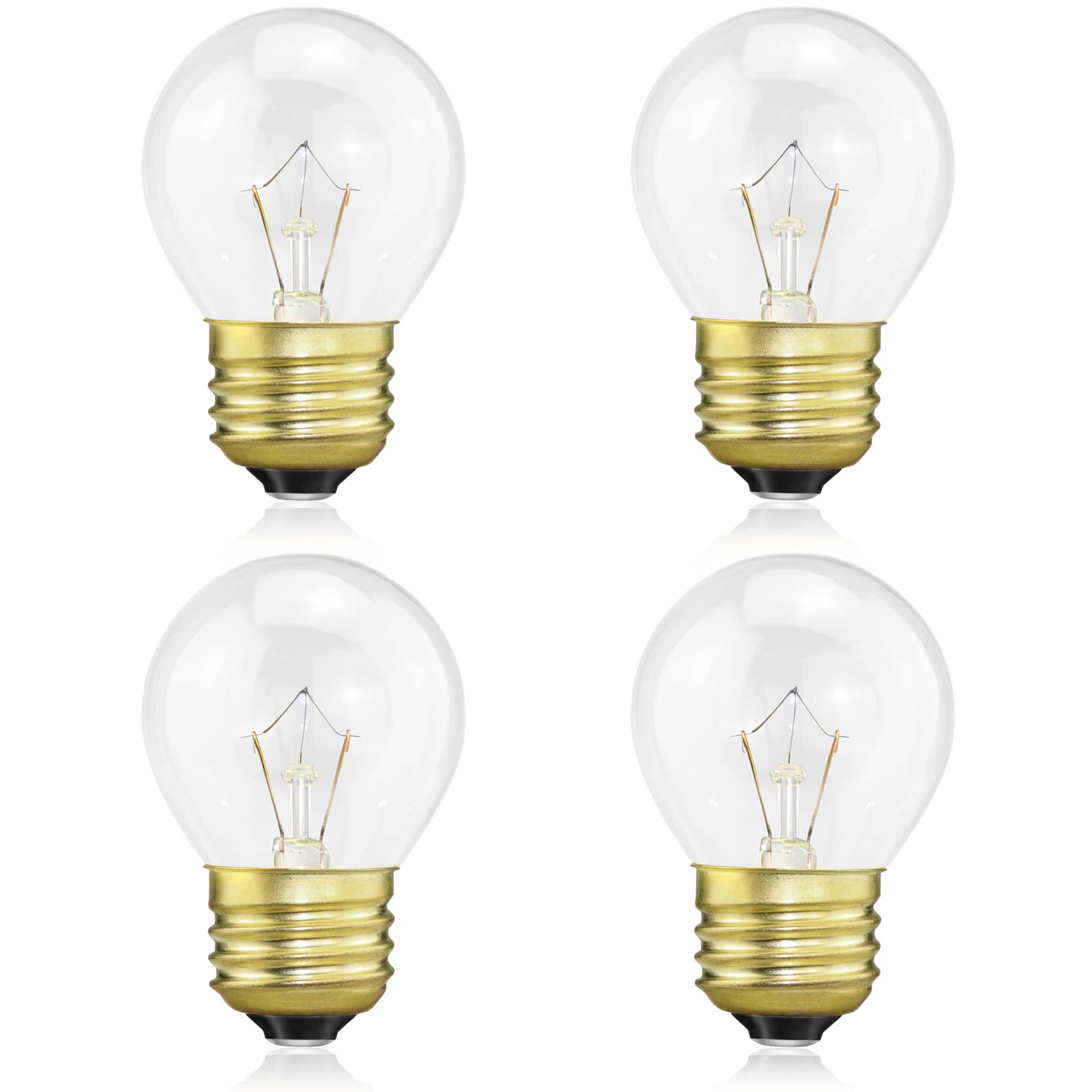 Oven Light Bulb 40 Watt, G45 Clear - High Temp 120V 415 Lumens E26 Standard Base, Appliance Light Bulb for Stove Refrigerator Microwave 4-Pack