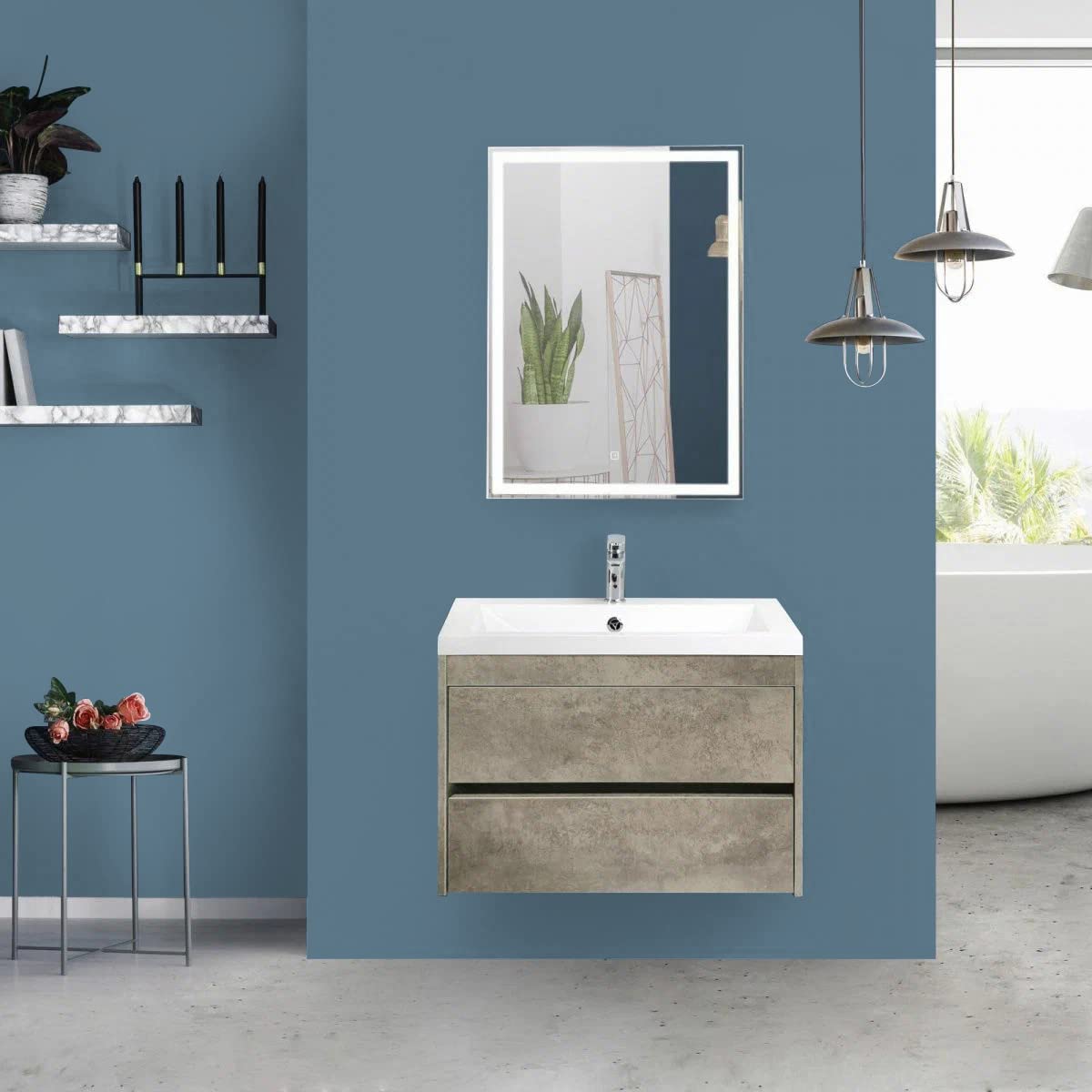 Nukofal Blue Wallpaper Peel and Stick Wallpaper Blue Contact Paper 17.7inch x 118.1inch Blue Waterproof Wallpaper Solid Self Adhesive Removable Wallpaper for Cabinet Kitchen Shelf Liner Vinyl Roll