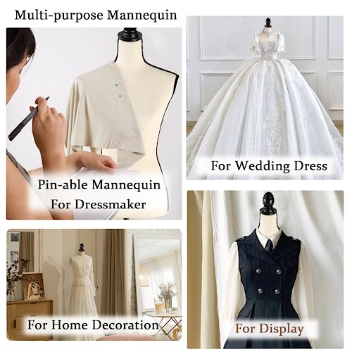 HOMBOUR Female Mannequin Body, Sewing Mannequin Torso Dress Form, Adjustable Mannequin with Stand for Sewing Dressmaker Jewelry Display, Beige