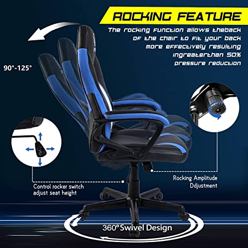 JOYFLY Gaming Chair, Gamer Chair for Adults Teens Silla Gamer Computer Chair Racing Ergonomic PC Office Chair (Blue)