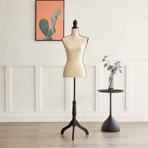 HOMBOUR Female Mannequin Body, Sewing Mannequin Torso Dress Form, Adjustable Mannequin with Stand for Sewing Dressmaker Jewelry Display, Beige