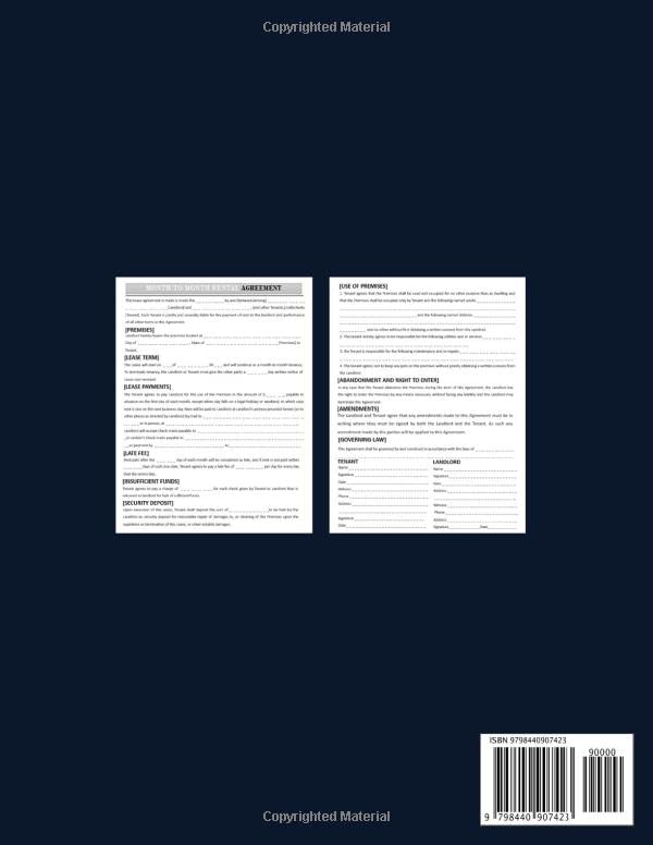 Rental Lease Agreement Forms Book Month To Month: (75 Forms) Residential Lease Agreements Forms - Month-to-Month
