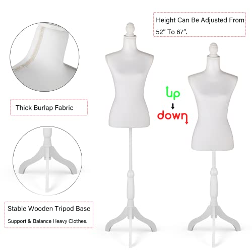 HOMBOUR Female Mannequin Body, Sewing Mannequin Torso Dress Form, Adjustable Mannequin with Stand for Display Dressmaker, White