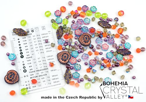 2.1oz (60 g) Mix of Unique Czech Bohemia Glass Pressed Beads, Crazy Purple Green Copper, Table Cut, Matte and Glossy, Faceted Fire Polish, Hand Made Set Kit BCV