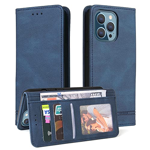 Fansipro Wallet Folio Case for Samsung Galaxy S9 Plus, Premium PU Leather Slim Fit Cover for Galaxy S9 Plus, 2 Card Slots, 1 Transparent Photo Frame Slot, Hardware on Leather, Blue