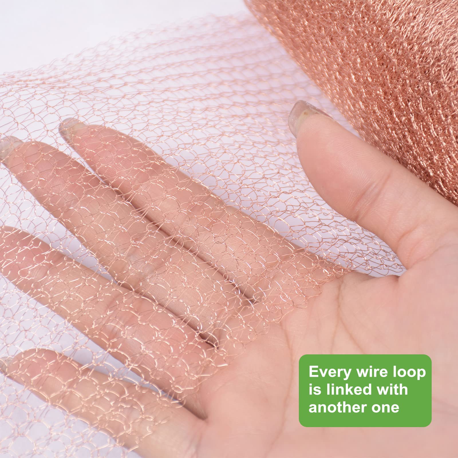 YAGJIA Copper Mesh Rodent Control, 5 in x 32 ft Pure Copper Wire Mesh, Rustproof Copper Mesh Roll, Double Layer Rodent Mesh Barrier for Hole Blocking