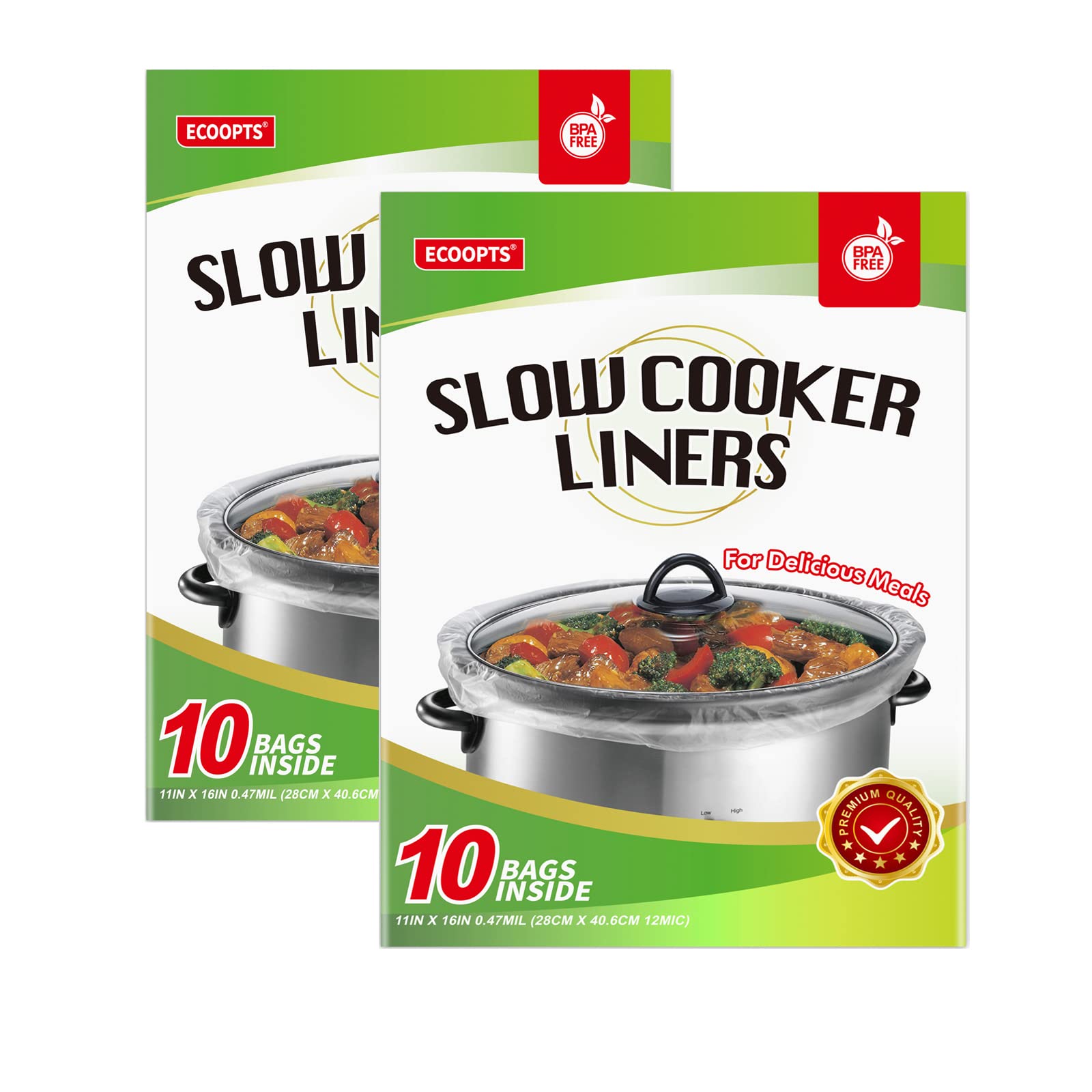 ECOOPTS Slow Cooker Liners Disposable Cooking Bags Small Size Pot Liners Fit 1QT to 3QT Suitable for Oval & Round Pot (20)