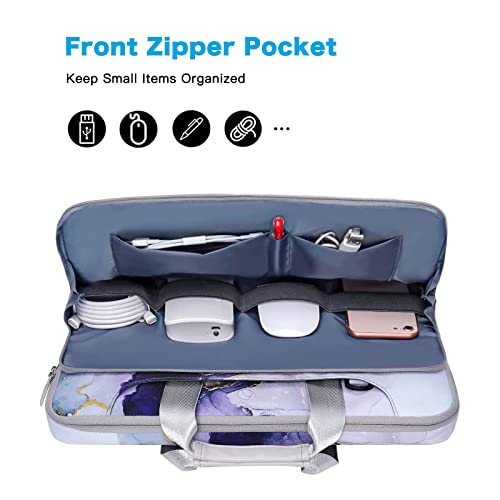 MOSISO 360 Protective Laptop Shoulder Bag Compatible with MacBook Air 15 inch M2 A2941 2023/Pro 16 inch M3 M2 M1 2023-2019, 15-15.6 inch Notebook, Polyester Sleeve with Belt Marble MO-MBH348
